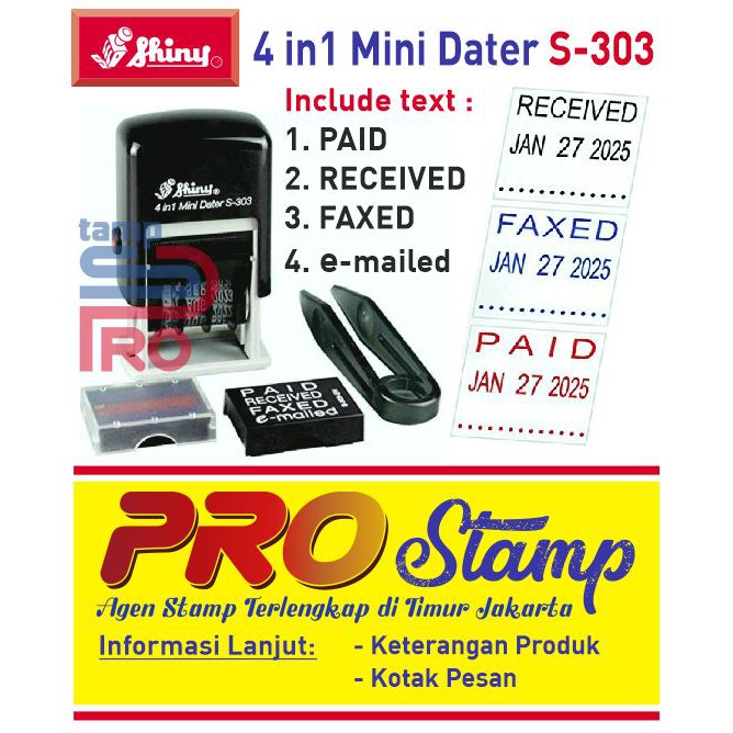 Jual Stempel Tanggal / Dater Otomatis Shiny S303 4in1 ( Mini Dater ...