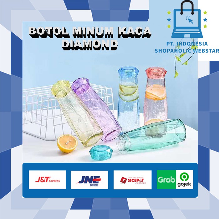Jual Botol Minum Kaca Diamond / Gelas Minum Kaca Diamond / Botol Kaca ...