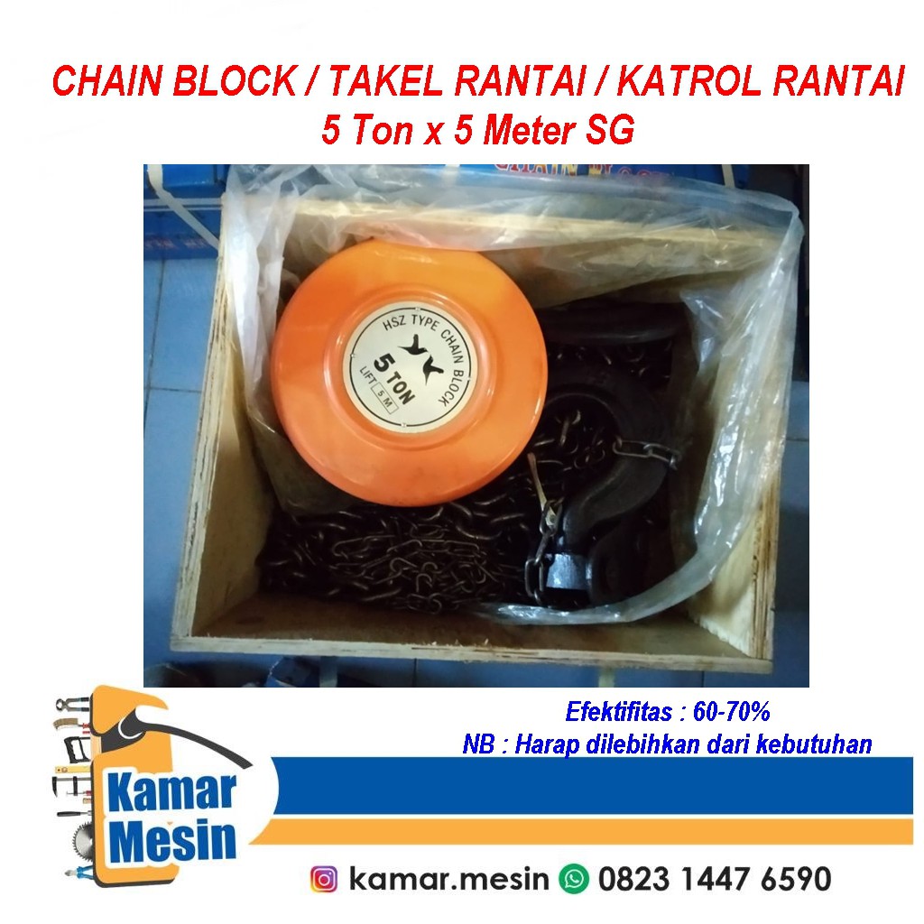 Jual Chain Block 5 ton x 5 meter Takel 5 Ton x 5 meter Katrol 5 ton SG ...