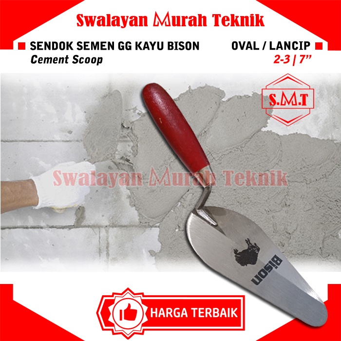 Jual BISON Sendok Semen Lancip 7 inch Gagang Kayu Merah Sekop Cetok ...