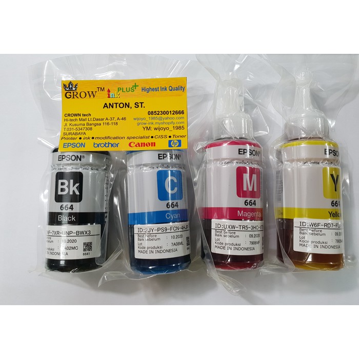 Jual Tinta epson T6641, T6642, T6643, T6644 (loosepack satu set ...