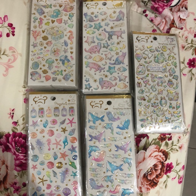 Jual Stiker timbul transparan fancy per lembar timbul resin hologram ...