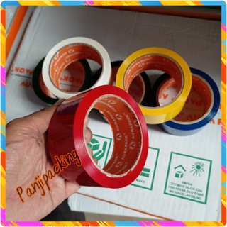 Jual Lakban Warna OPP plastik selotip merah biru kuning putih hijau 2 inchi solasi Aurapack 48mm ...