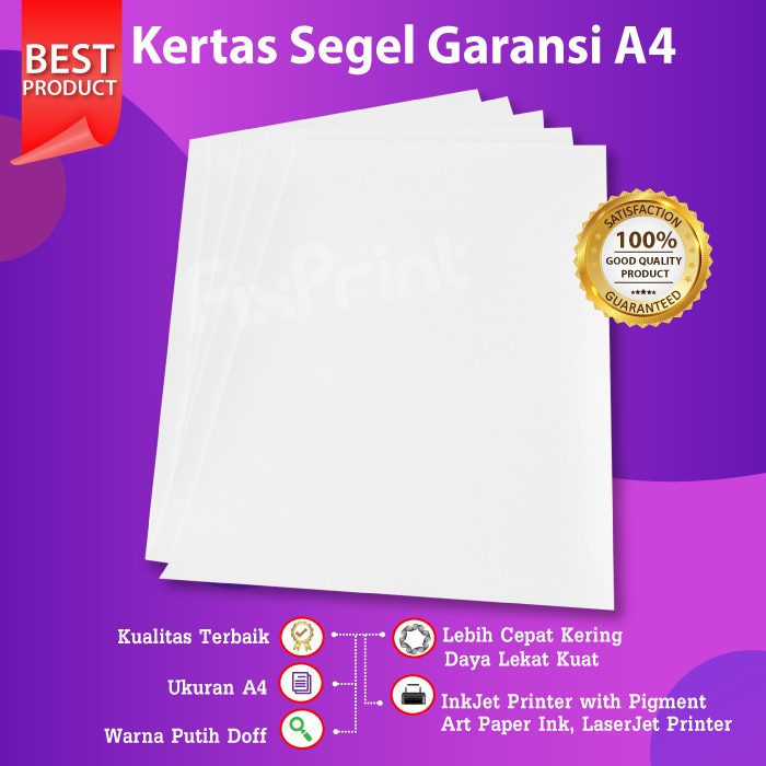 Jual Kertas Stiker Paper Segel Pecah Telur A4 Polos Bahan Mentah Segel ...