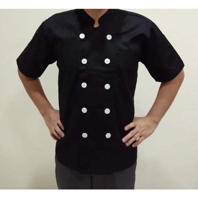 Jual baju koki chef uniform hitam pendek berkualitas harga murah ...