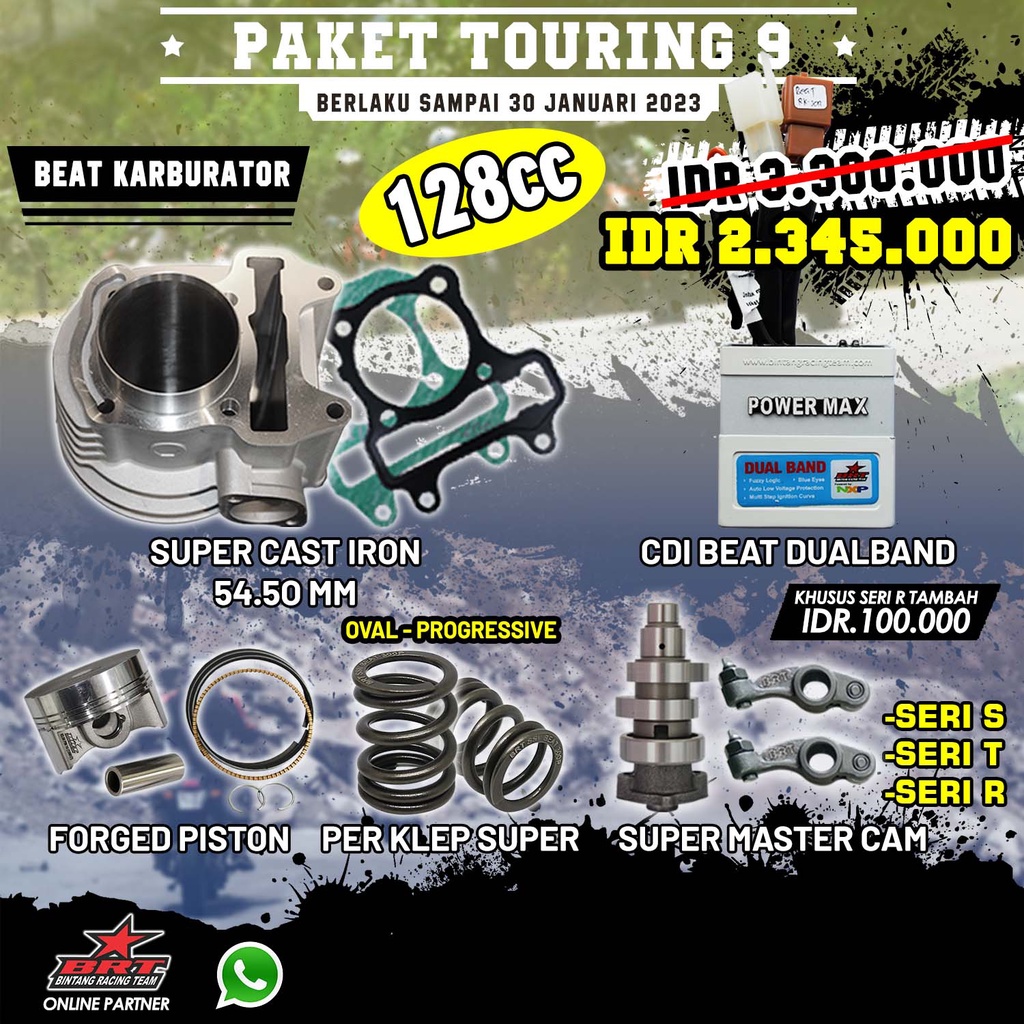 Jual PAKET TOURING 9 BEAT KARBU BRT - BLOCK CAST IRON PISTON 54.50 MM ...