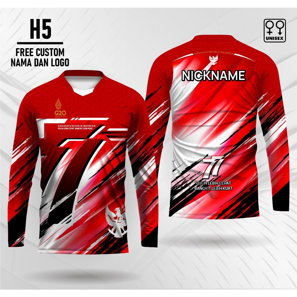 Jual Jersey hut kemerdekaan ri ke 77 kaos 17 an baju dirgahayu indonesia merdeka 2022 lengan ...