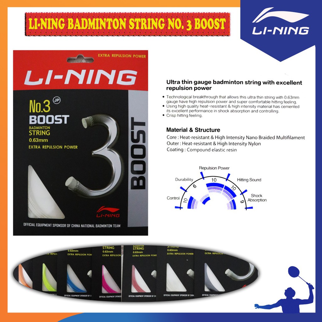 Jual LINING No 3 BOOST Senar Badminton LI-NING No 3 BOOST | Shopee ...