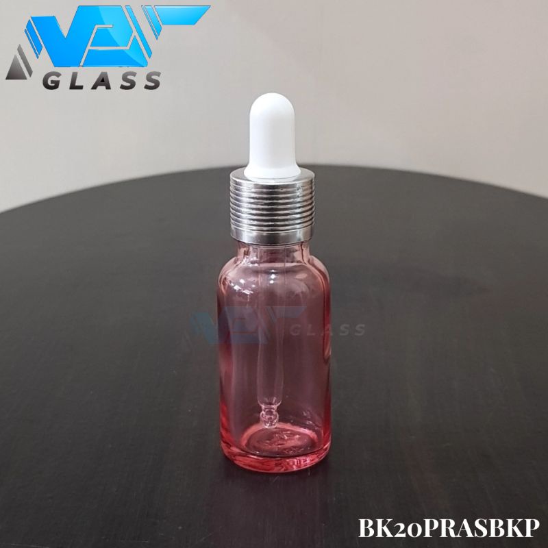 Jual botol kaca pipet 20ml tebal pink clear - ring almunium silver ...