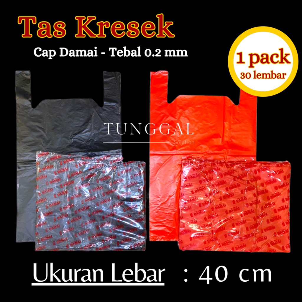 Jual (±30 lembar) Tas Kresek Cap Damai lb. 40 cm. Tas Kresek besar, tas ...