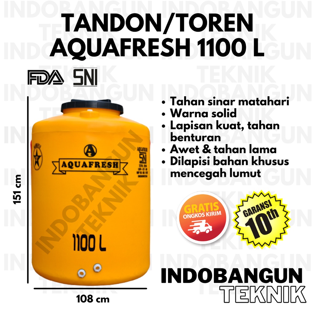 Jual Toren Tangki Tandon Air Aquafresh 1000 1100 Liter Harga Murah Anti ...