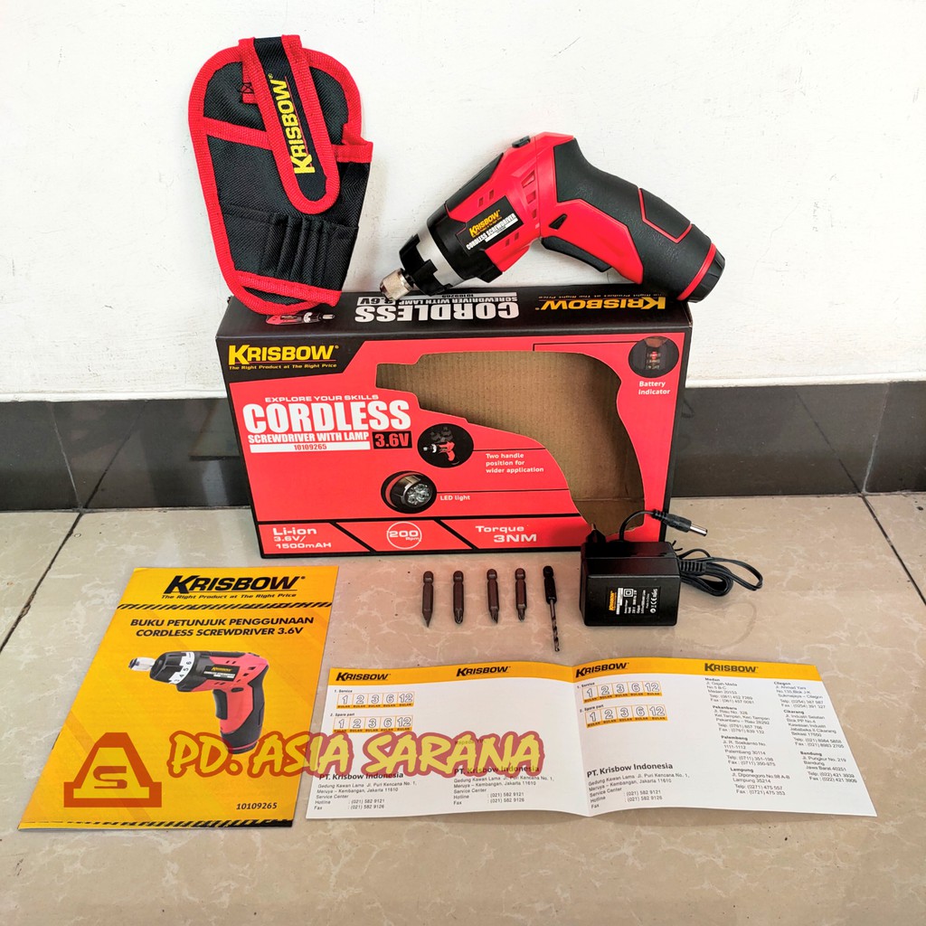 Jual Flexible Cordless Screwdriver KRISBOW / Mesin Bor Obeng Baterai ...