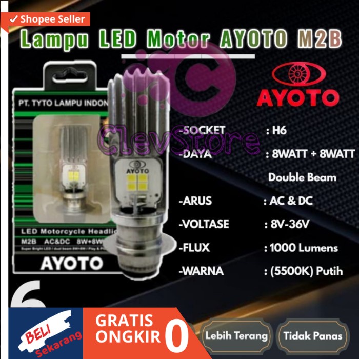 Jual Lampu Motor Depan LED AYOTO M2B H6 AC & DC Motor Matic / Bebek - Putih Kondang Motor ...