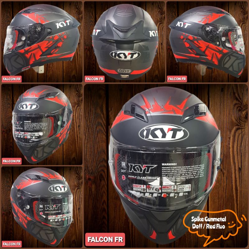 Jual HELM KYT FALCON FR SPIKE GUNMETAL DOFF/RED FLUO ORIGINAL | Shopee ...
