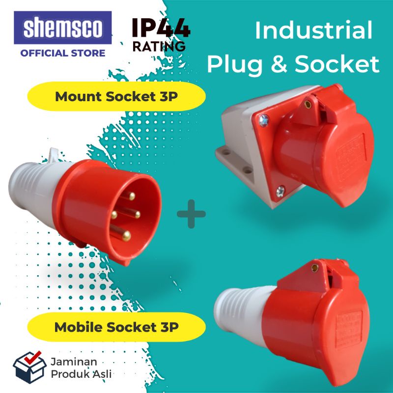 Jual AC 220v-415v 4 Pole 16 Ampere Industrial Plug Socket Shemsco Panel ...