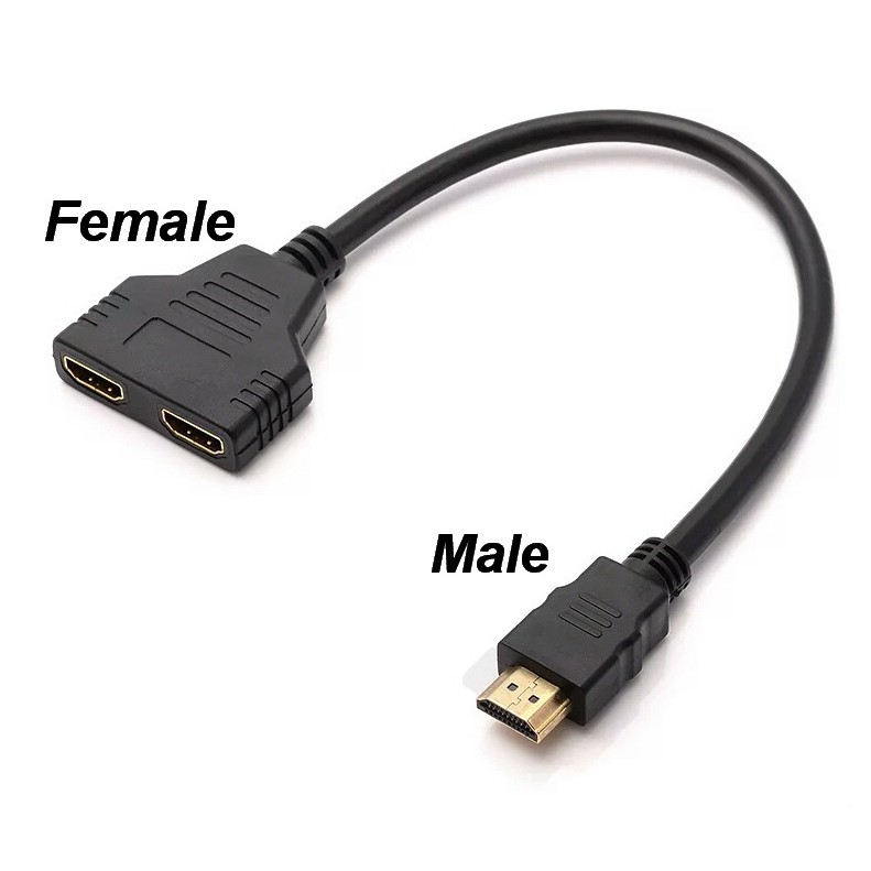 Jual HDMI Splitter Cable 1 Male To Dual HDMI 2 Female Y Splitter ...
