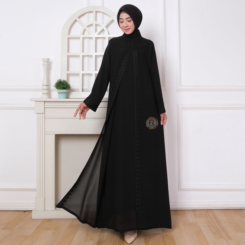 Jual Raisma - Gamis Abaya Hitam Dan Broken White Aplikasi Renda ...