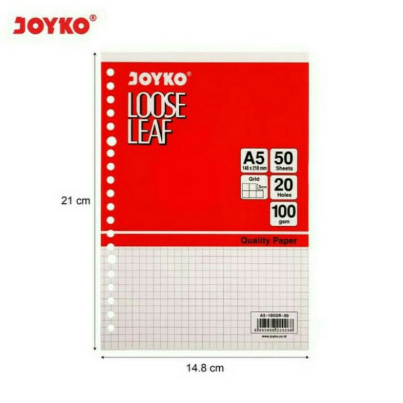 Jual Loose Leaf Isi Kertas File Binder Joyko A5-100GR 50 Lembar Grid | Shopee Indonesia