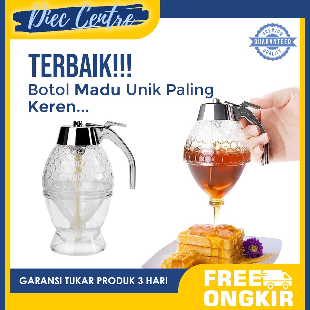 Jual Botol Madu Kaca Honey Dispenser Jar Teko Sirup Serbaguna | Shopee ...