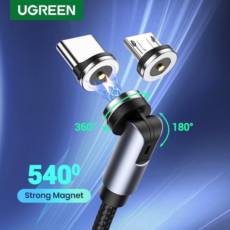 Jual UGREEN MAGNETIC CABLE USB C + MICRO FAST CHARGING ROTATE 540 2.4A ...