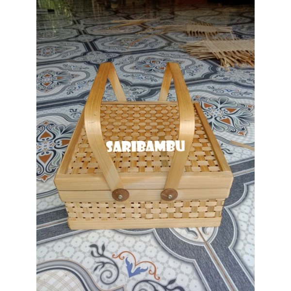 Jual READY STOK rantang bambu 25cm/kotak susun 1 /hampers bambu /box ...