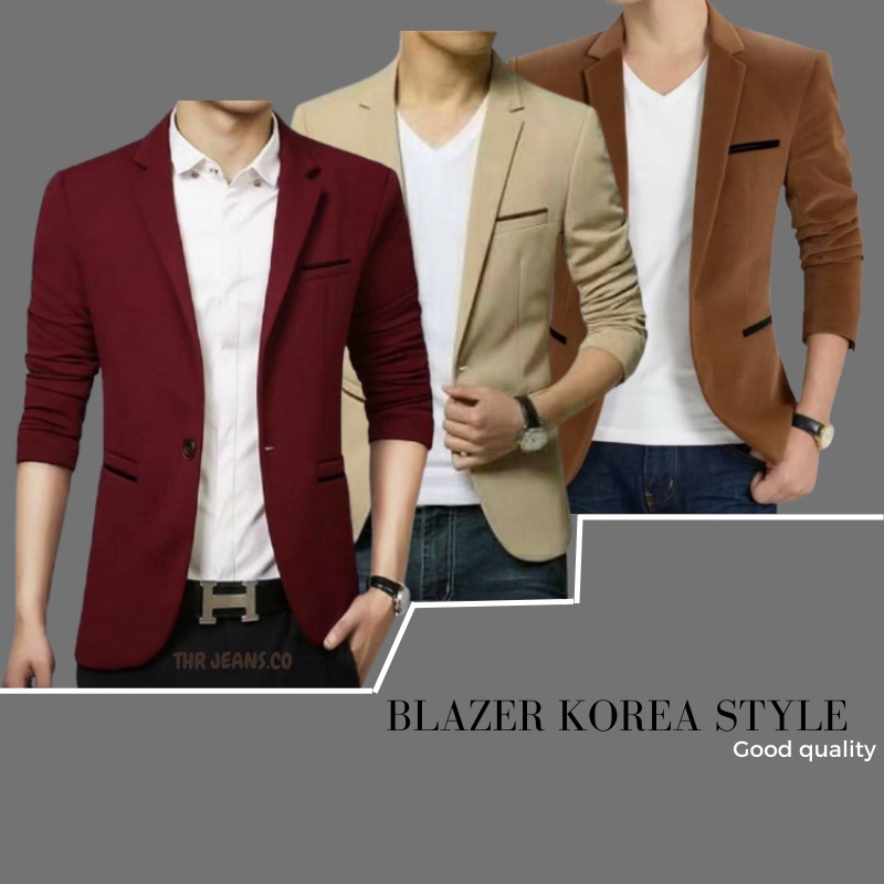 Jual Blazer Pria Casual Slim-Fit Korea Style/Jas pengantin Pria/ Jas ...