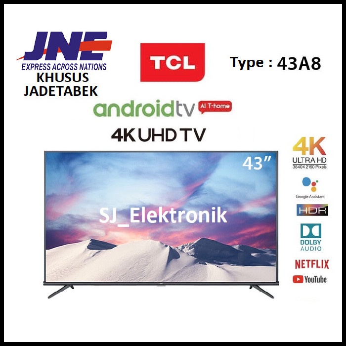 Jual LED TV TCL 43 Inch 43A8 UHD 4K AndroidTV 9.0 HDMI USB Movie ...