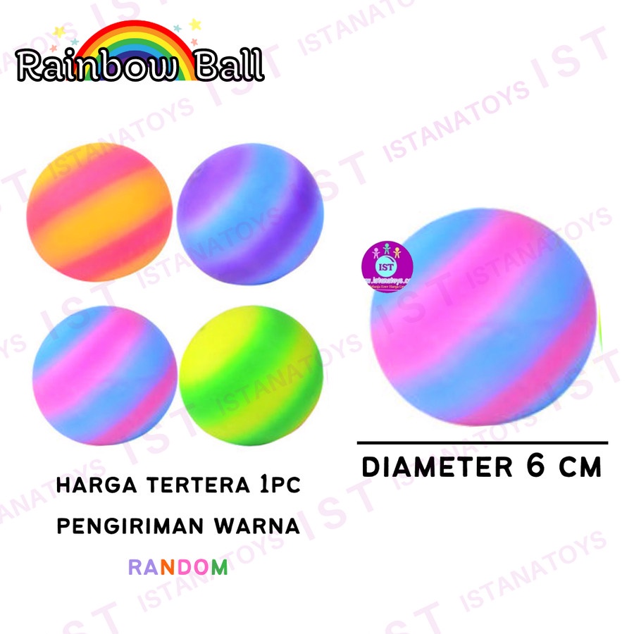 Jual Mainan Anak Rainbow Squishy Ball 6cm Bola Pelangi Anti Stress 6cm ...