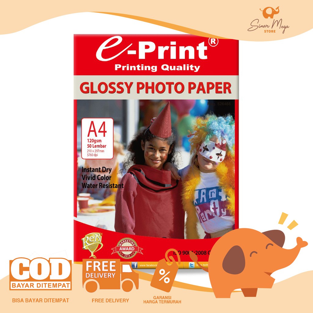 Jual EPrint E-Print Kertas Glossy Photo Paper A4 120gr 50 Sheet/Lembar ...