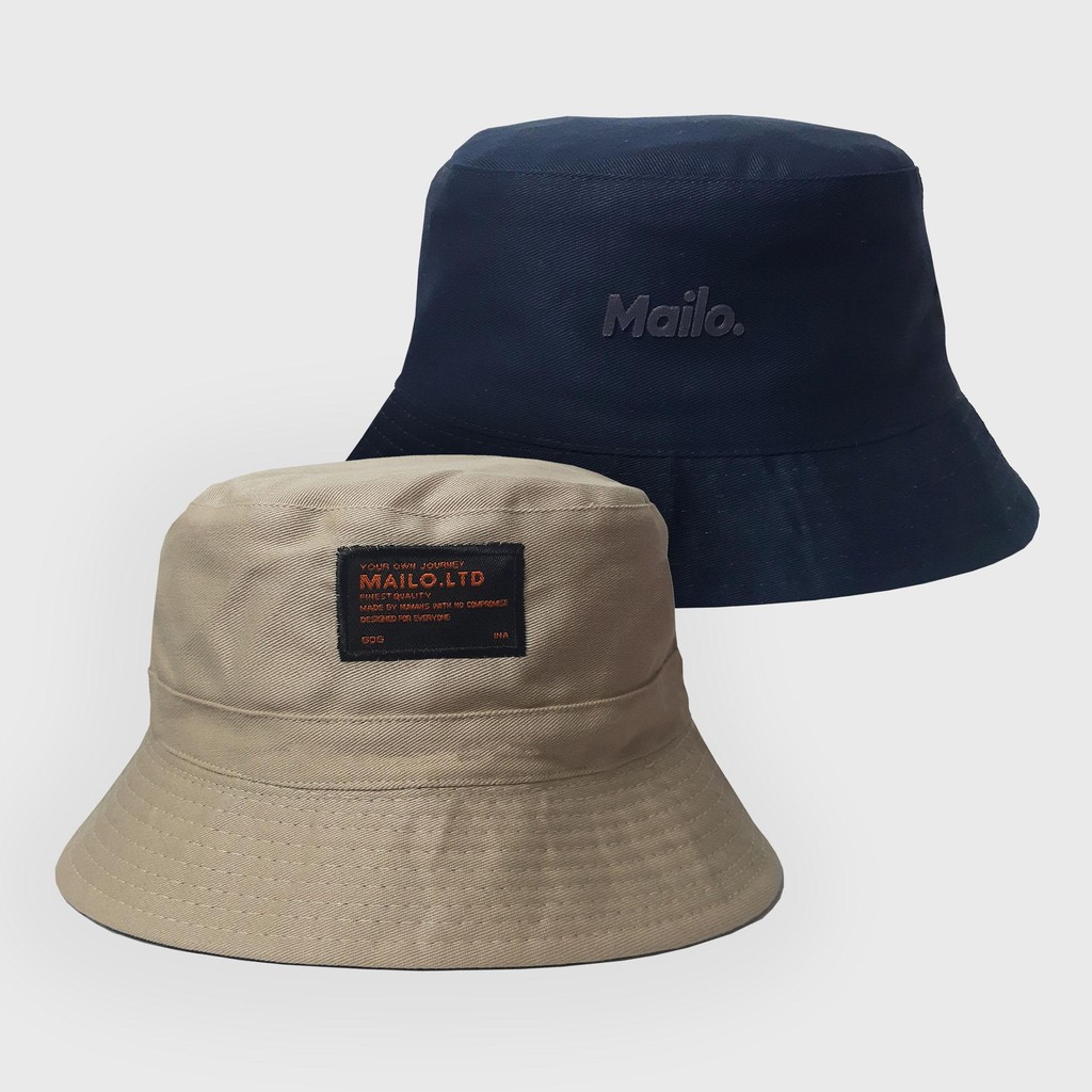 Jual Mailo - Bucket Hat Signature - Navy Cream | Shopee Indonesia