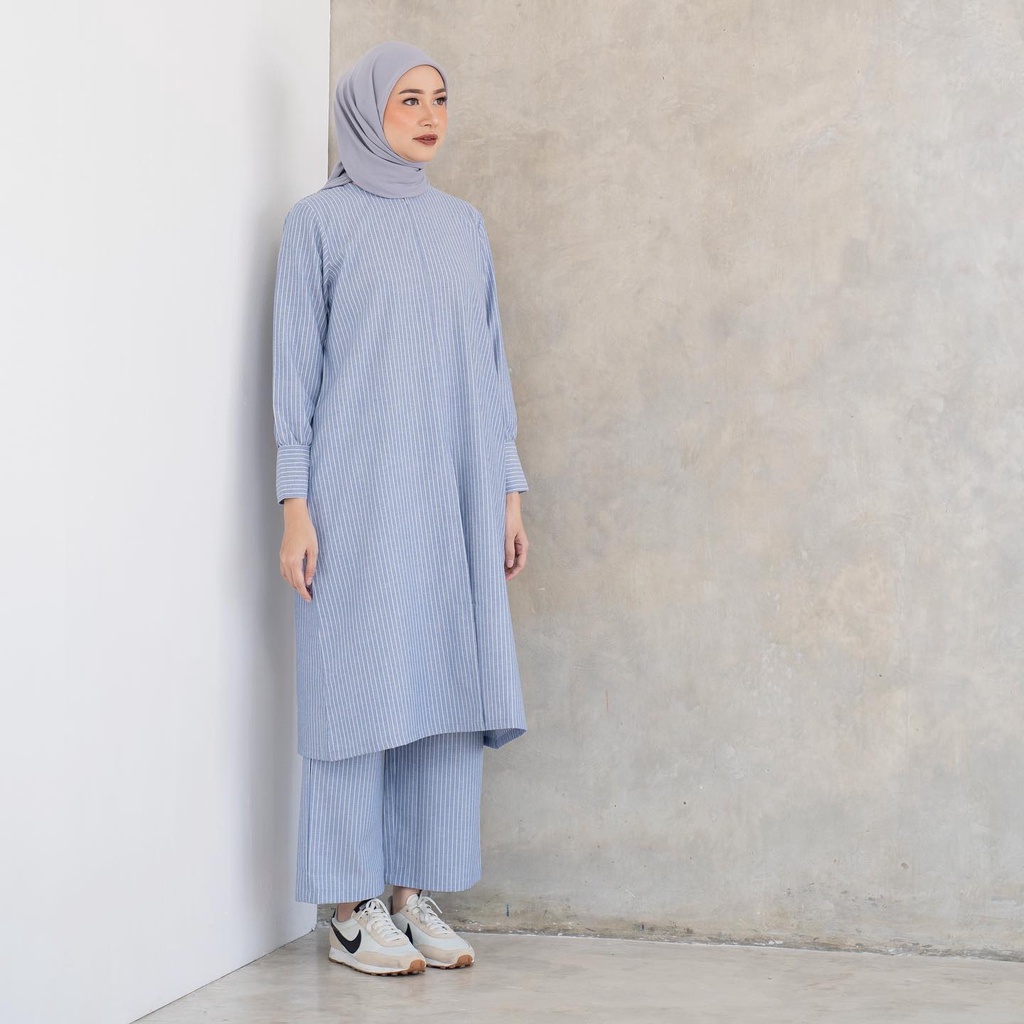 Jual SAKI STRIPES BLUE / SET BAJU MUSLIM / SETELAN BAJU MUSLIM ...