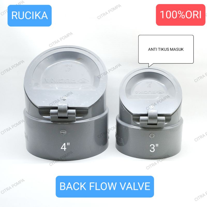 Jual RUCIKA BACK FLOW VALVE 3" dan 4 "/ ANTI TIKUS MASUK pipa pvc ...