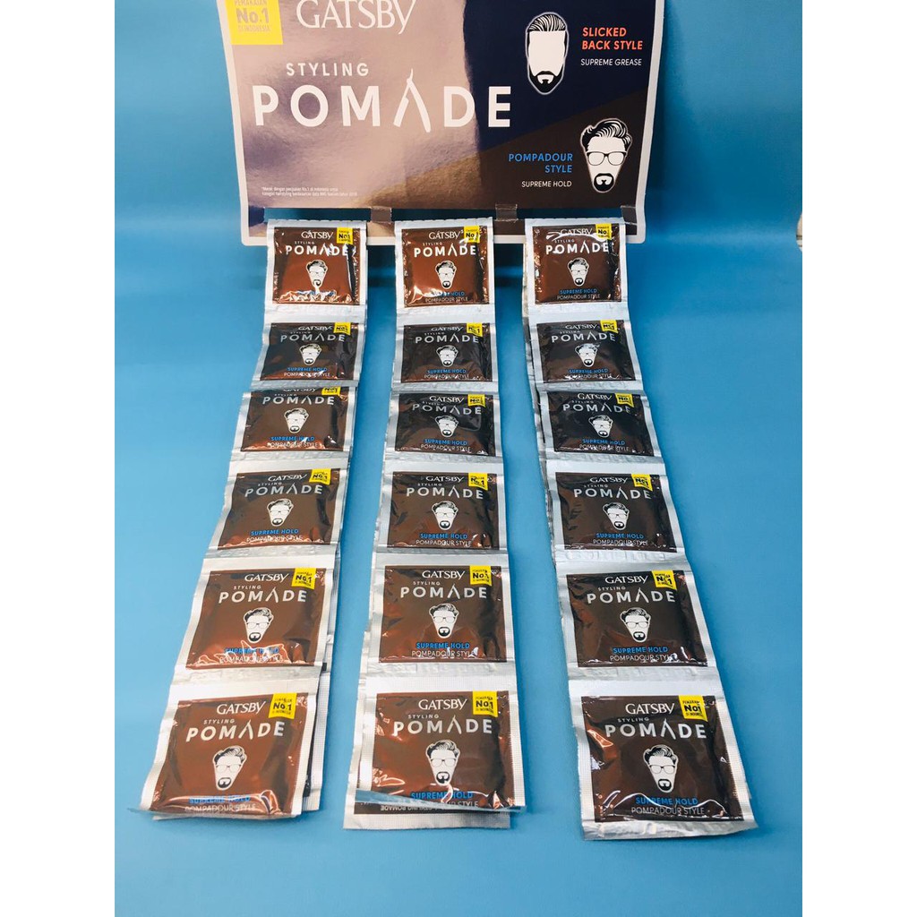 Jual GATSBY Styling Pomade Supreme Hold Sachet isi 36pcs NEW | Shopee ...