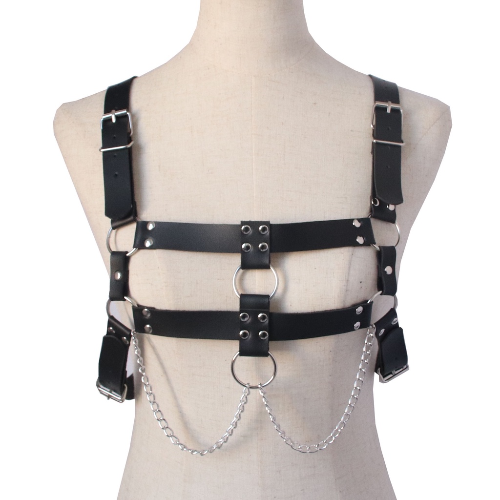 Jual BOST-01 body strap punk harajuku harness belt ikat badan kulit ...