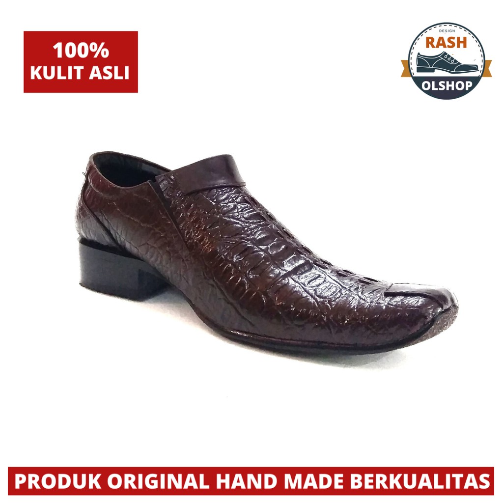 Jual Sepatu Formal Model Lancip Bahan Kulit Asli Motif Kulit Buaya ...