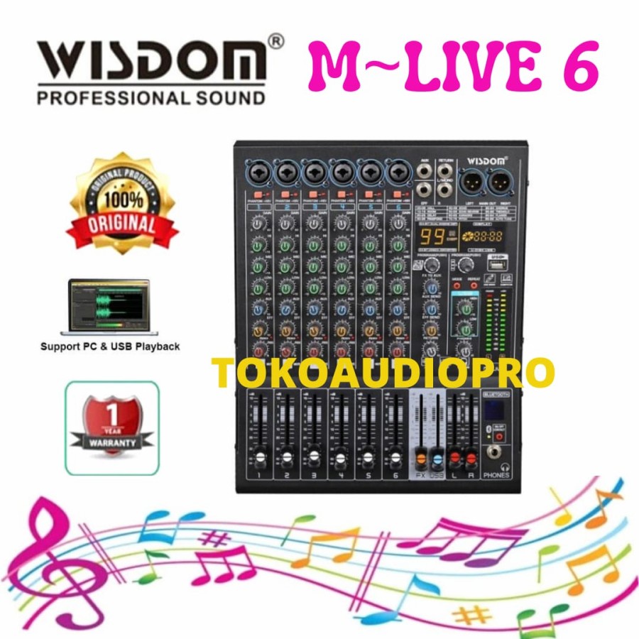 Jual Mixer Wisdom M-LIVE6 6-Channel Mixer Audio with Bluetooth Mlive6 ...