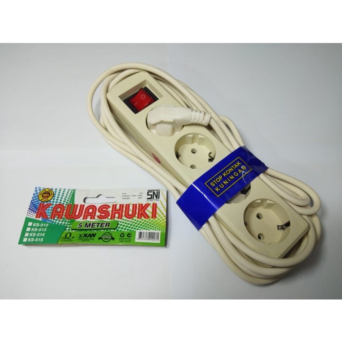 Jual Stop Kontak Listrik 5 Meter 4 Lubang + Switch on off SNI KAWASHUKI ...
