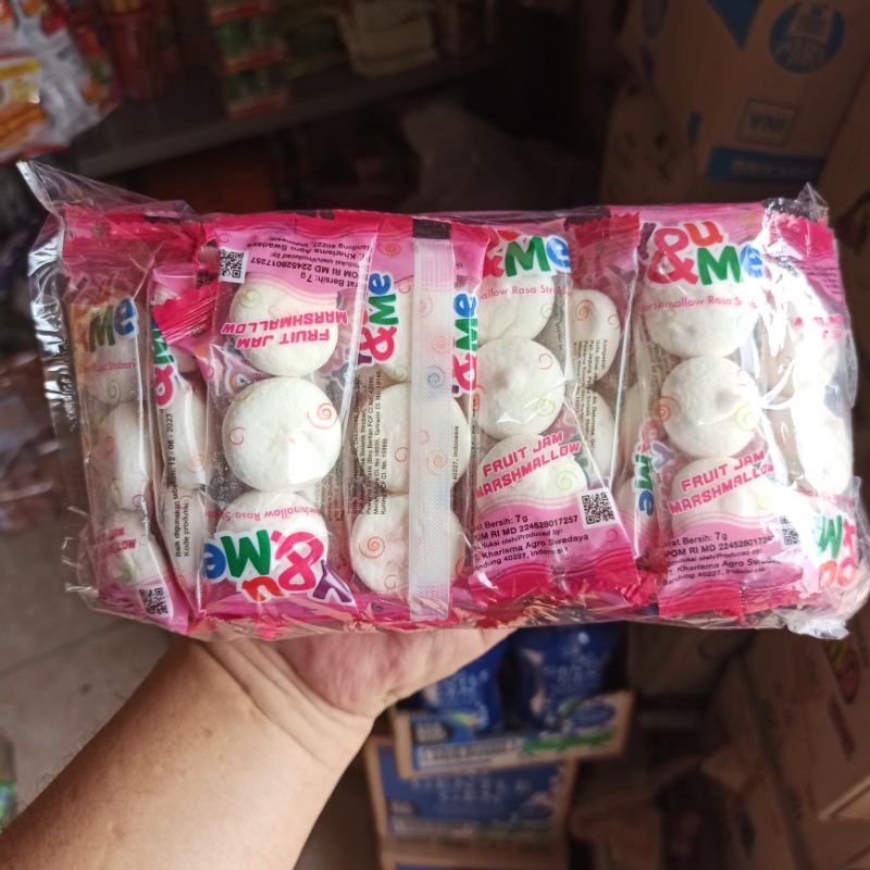 Jual Permen You & Me Fruit Jam Marshmallow Rasa Stroberi Strawbery 7g ...