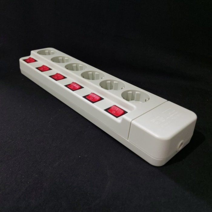 Jual Stop Kontak arde 6 Lubang + 6 Saklar ( On/Off ) Uticon ST-1685 SN ...