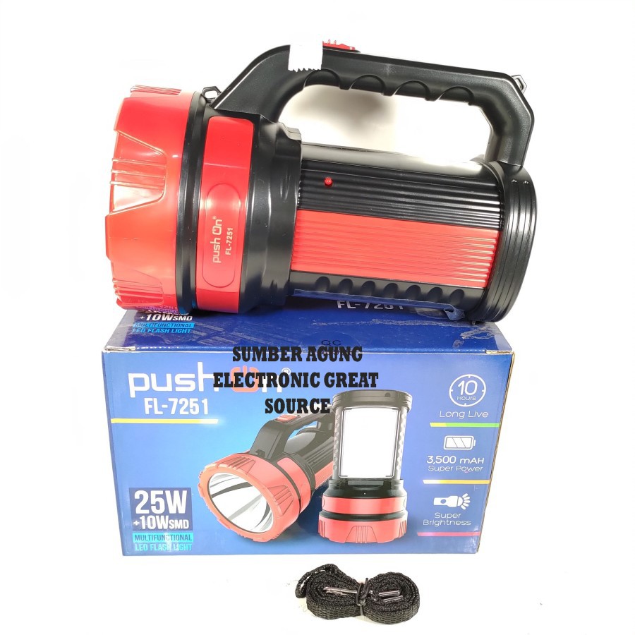 Jual Push On FL7251 7251 Senter Tangan LED 25W Emergency 10W SMD 10Jam ...