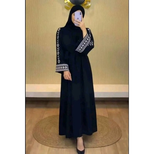 Jual Banat Abaya Exclusive Gamis Arab Saudi Hitam Bordir Turki Umroh ...