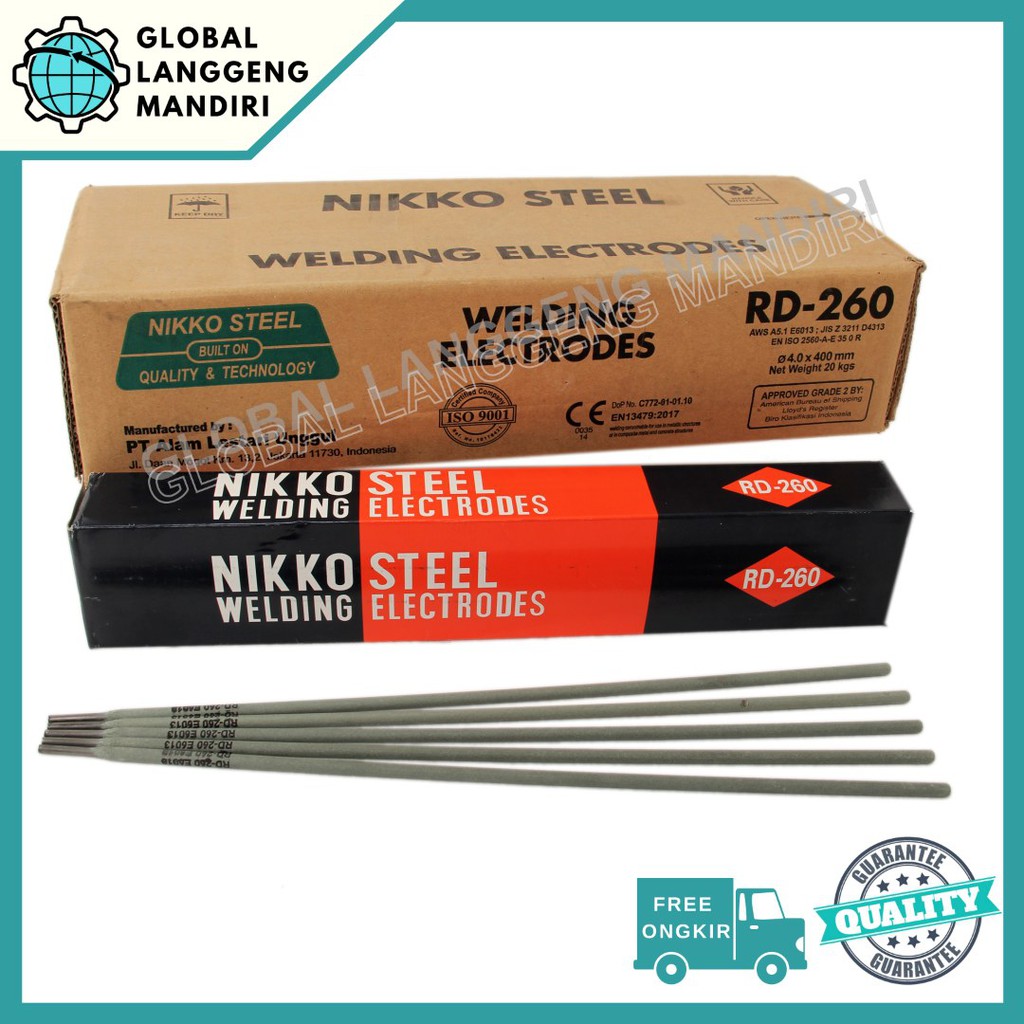 Jual Kawat Las Nikko RD260 2.6 mm / 3.2mm / 4.0mm (5KG)/ RD 260 STEEL | Shopee Indonesia