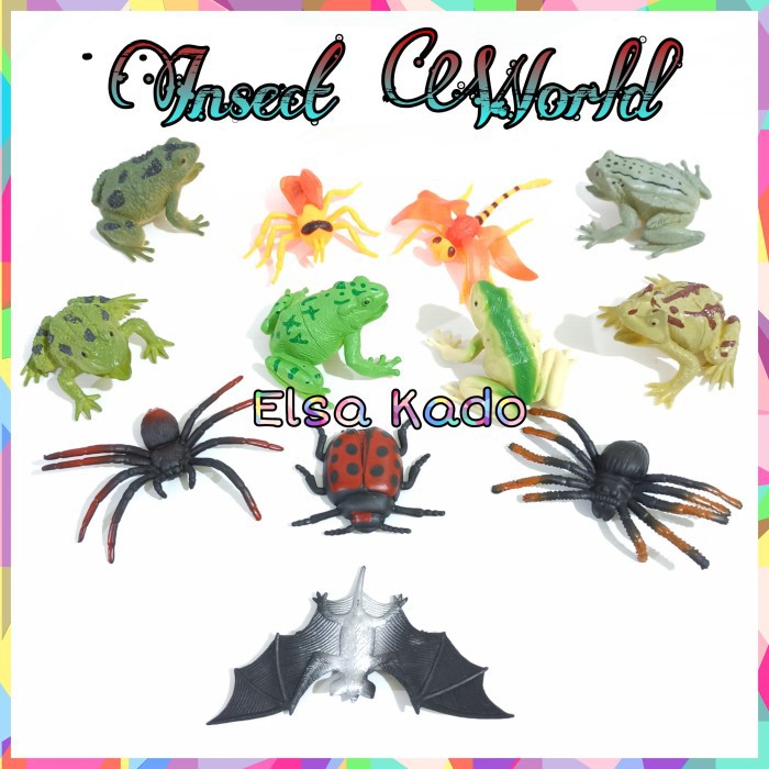 Jual Mainan Serangga Karet Insect World Laba Laba Kodok Kelelawar ...