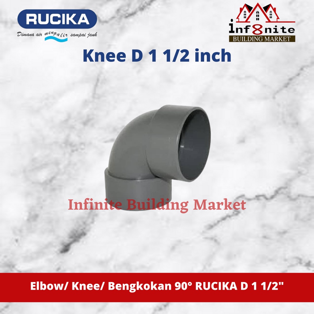Jual Keni L elbow 1 1/2" 90 D knee bengkokan polos PVC non drat Rucika | Shopee Indonesia