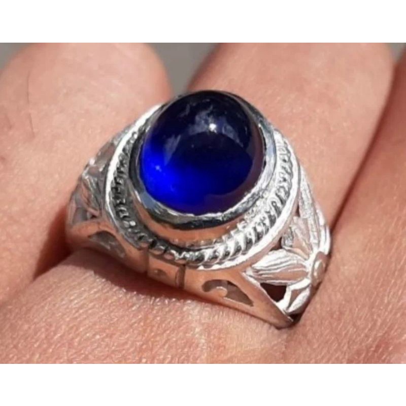Jual Cincin batu blue king safir minimalis ring alpaka | Shopee Indonesia