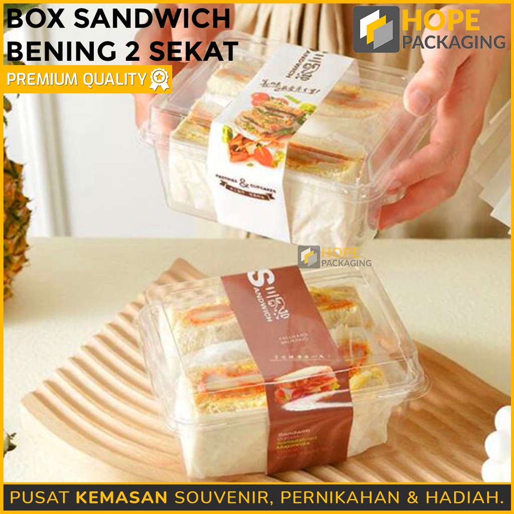 Jual [ ISI 3 PCS ] Box Sandwich Bening 2 sekat / Mika Sandwich / Mika ...