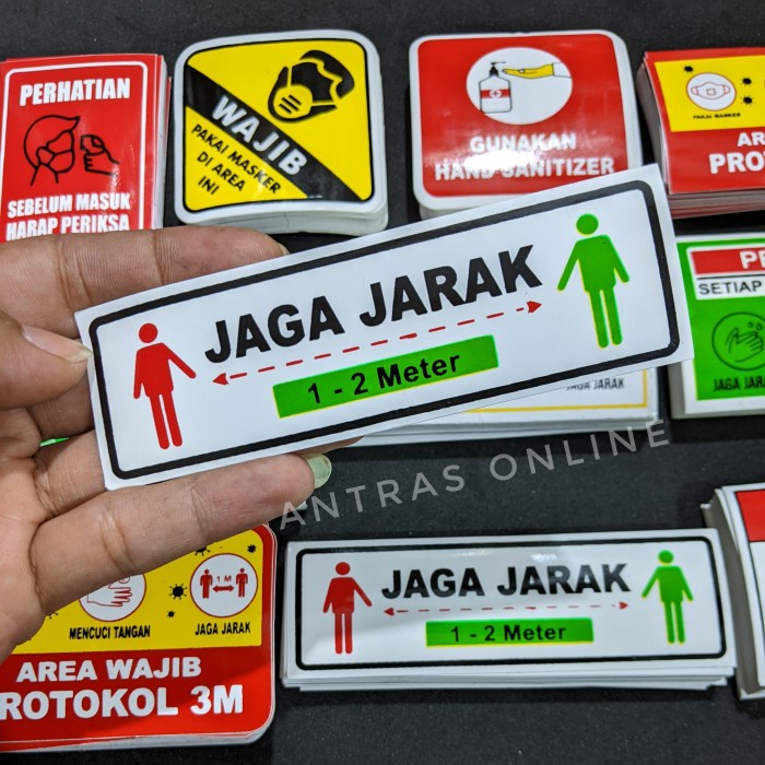 Jual Stiker prokes isi 25pcs - sticker jaga jarak protokol kesehatan 3M ...