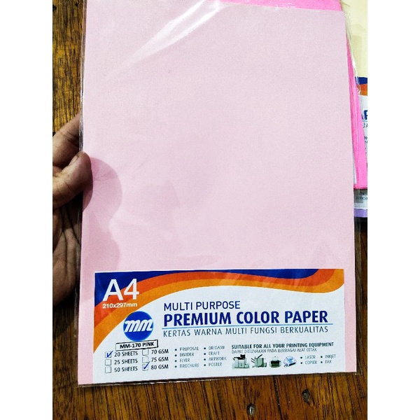 Jual Kertas Warna A4 / PaperFine 80GSM (1 pack isi 20 lembar) | Shopee ...