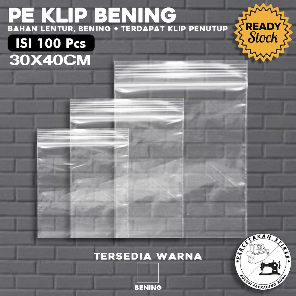 Jual [Isi 100 Pcs] Plastik PE Klip 30x40 Cm Plastik clip Bening Kantong ...