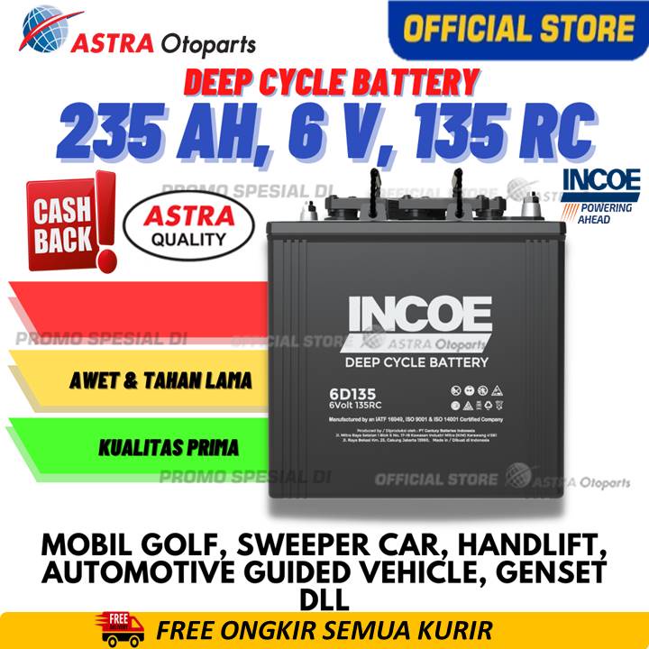 Jual Baterai / Aki INCOE GOLF 235 Ah - 6 Volt (INGLF-6D135, , Reserve ...